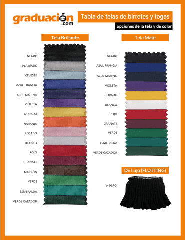 Tablas de Tamaños y Colores - Colores Académicos – Graduacion